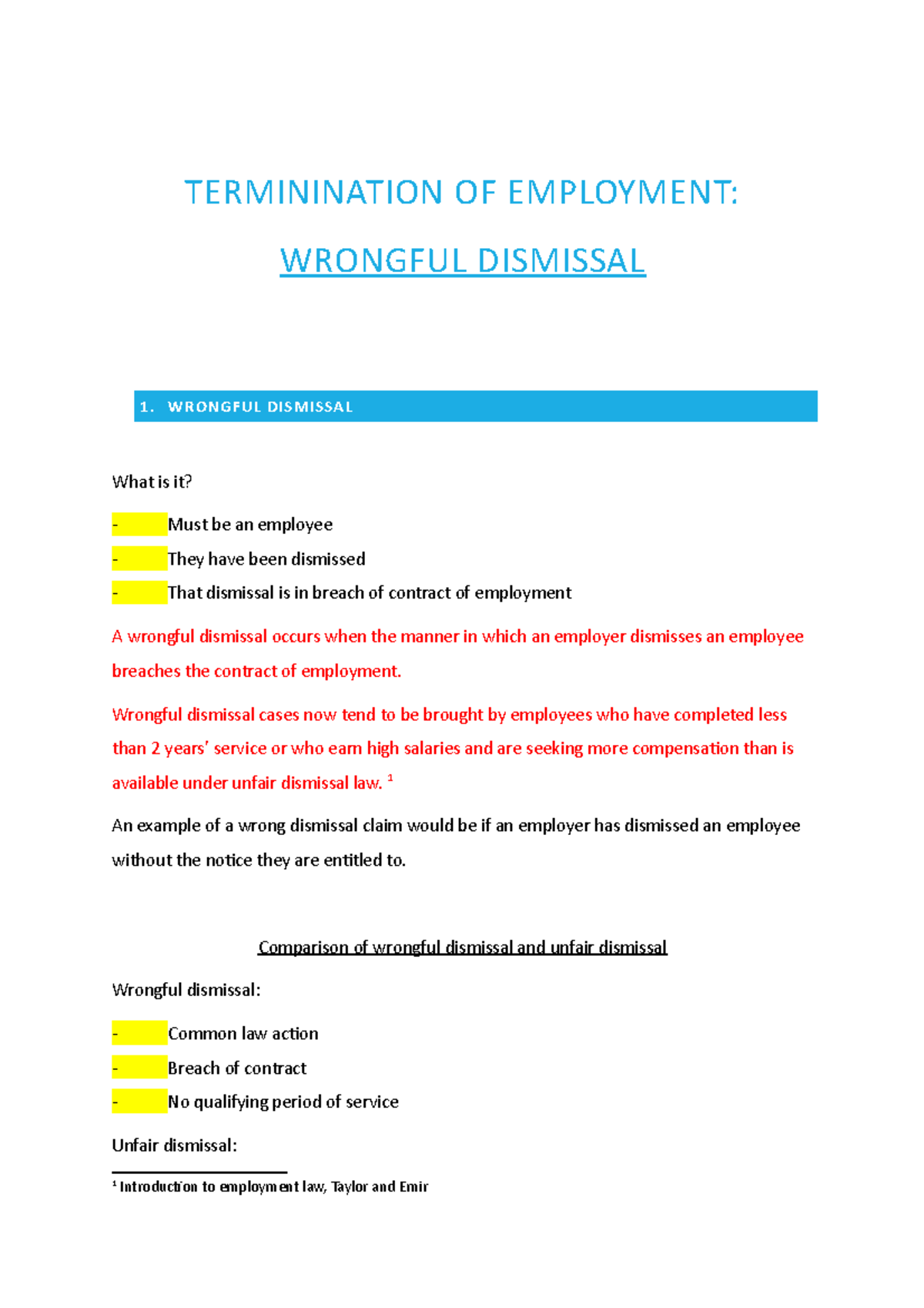 Wrongful dismissal - Wrongful dismissal cases now tend to be brought by ...