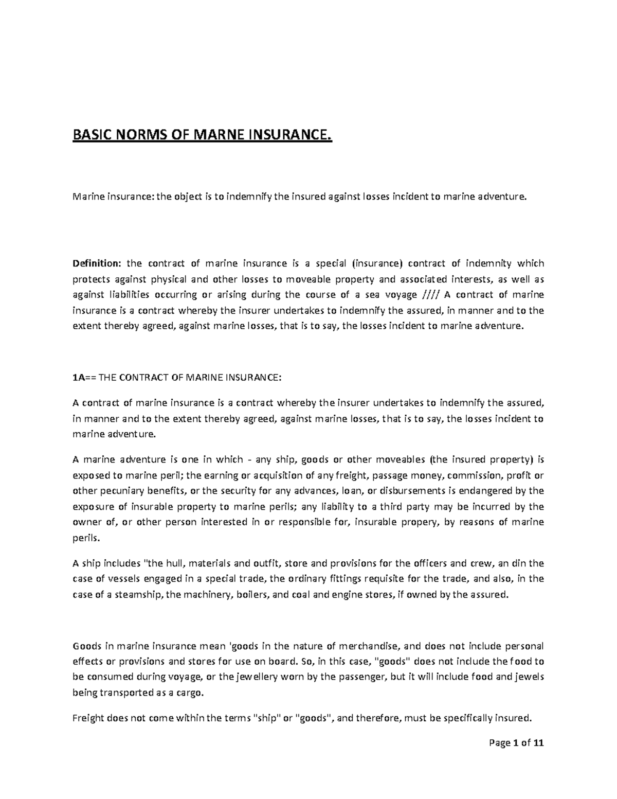 Basic Norms OF Marne Insurance 2016 == - BASIC NORMS OF MARNE INSURANCE ...