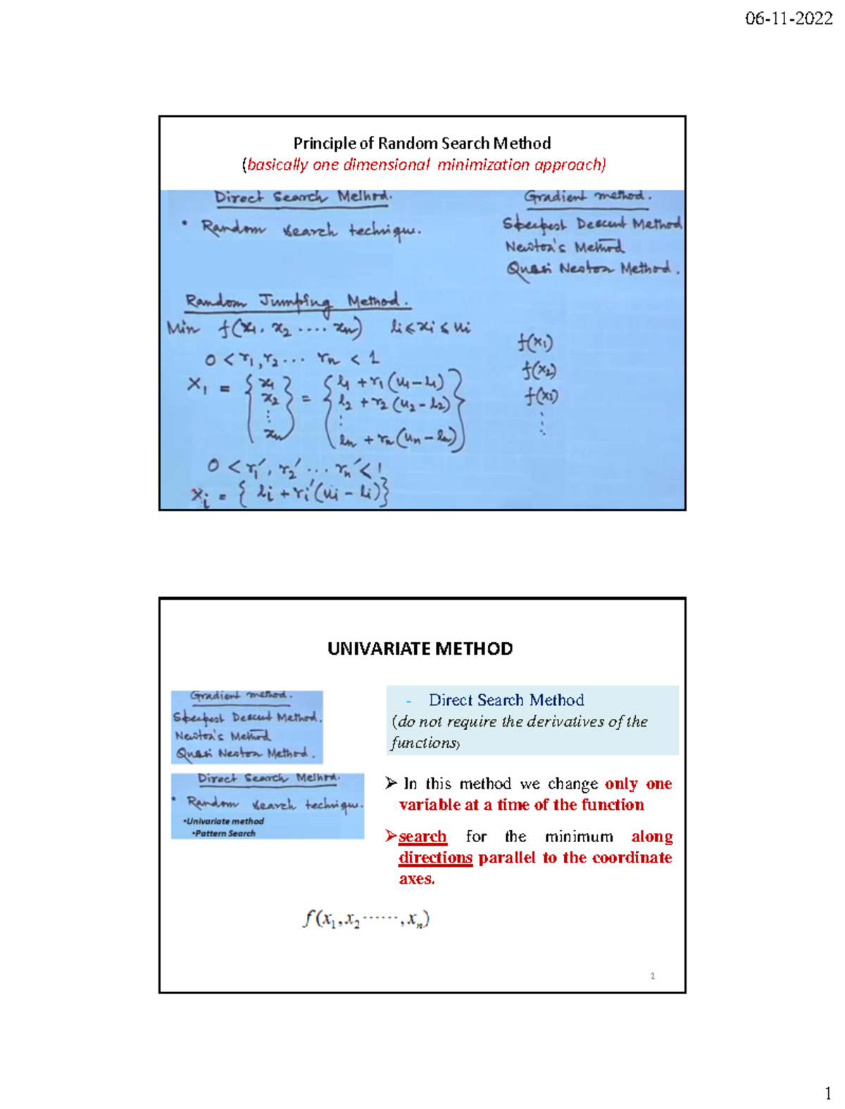 Random Search Method Principle Of Random Search Method Basically One Dimensional Minimization