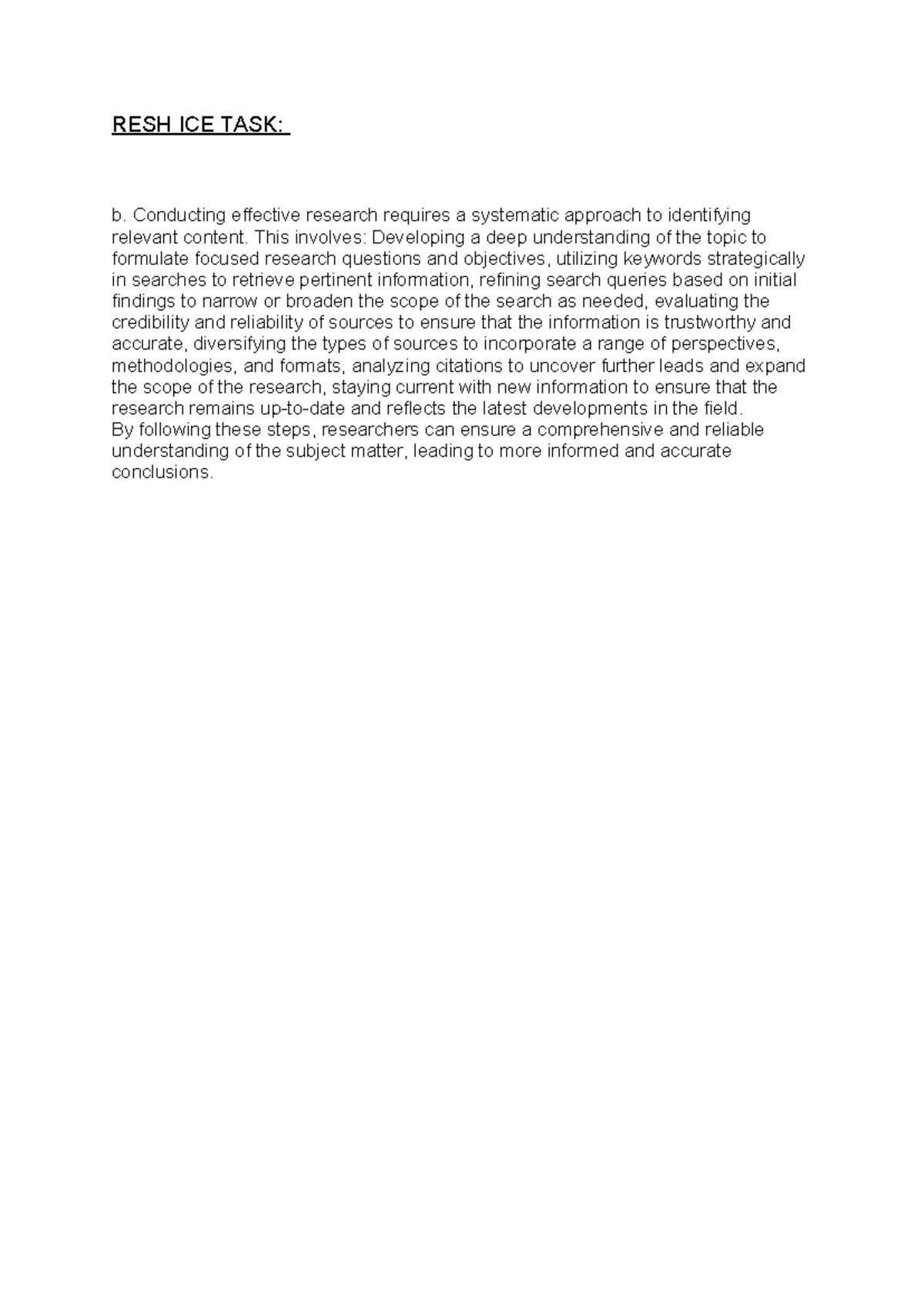 RESH ICE TASK 1 - RESH ICE TASK provides guidance - RESH ICE TASK: b ...