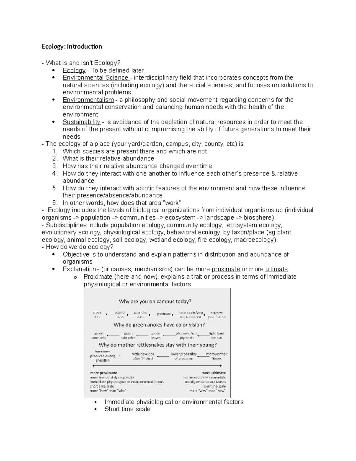 Ecology Notes - Introduction - Ecology: Introduction What is and isn't ...