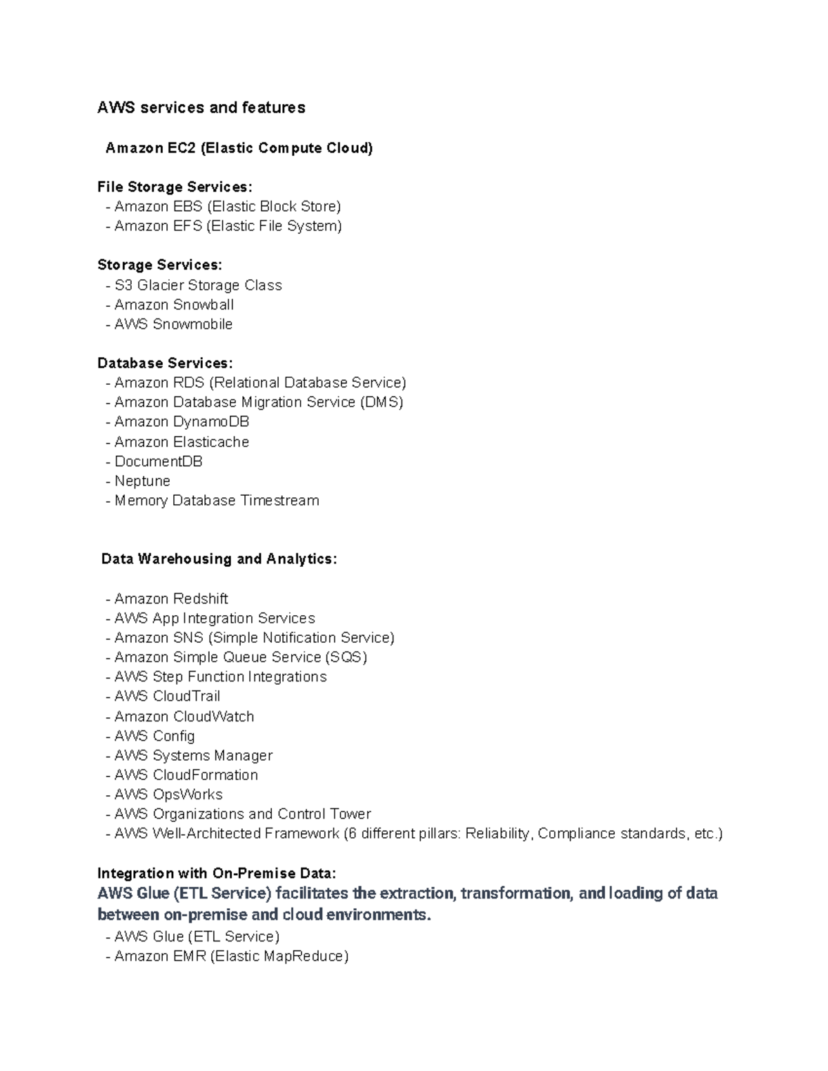 AWS services and features - AWS services and features Amazon EC2 ...