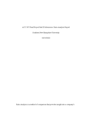 ACC-405 6-1 Final Project One Memo - Southern New Hampshire University ACC- 08/03/ 6-1 Final ...