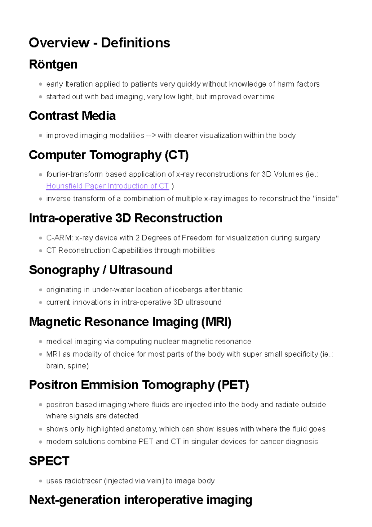 Overview - Definitions - Overview - Definitions Röntgen Contrast Media Computer Tomography (CT ...