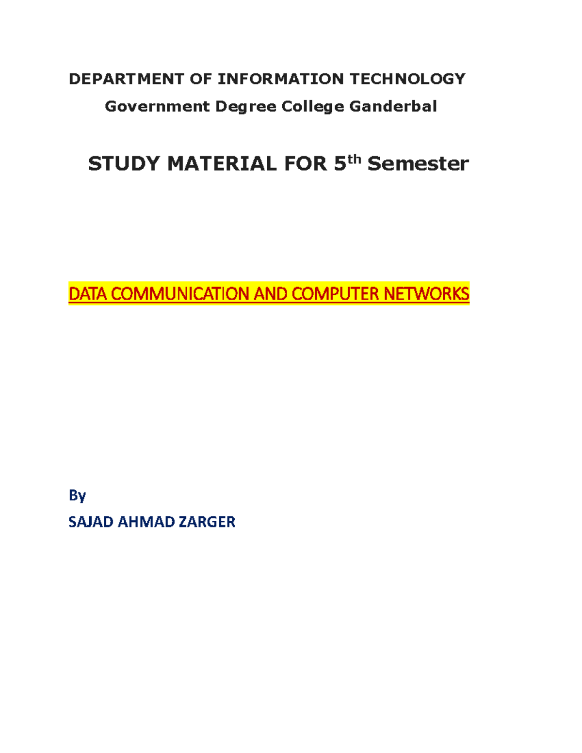 Data communication modes - DEPARTMENT OF INFORMATION TECHNOLOGY Government Degree College ...