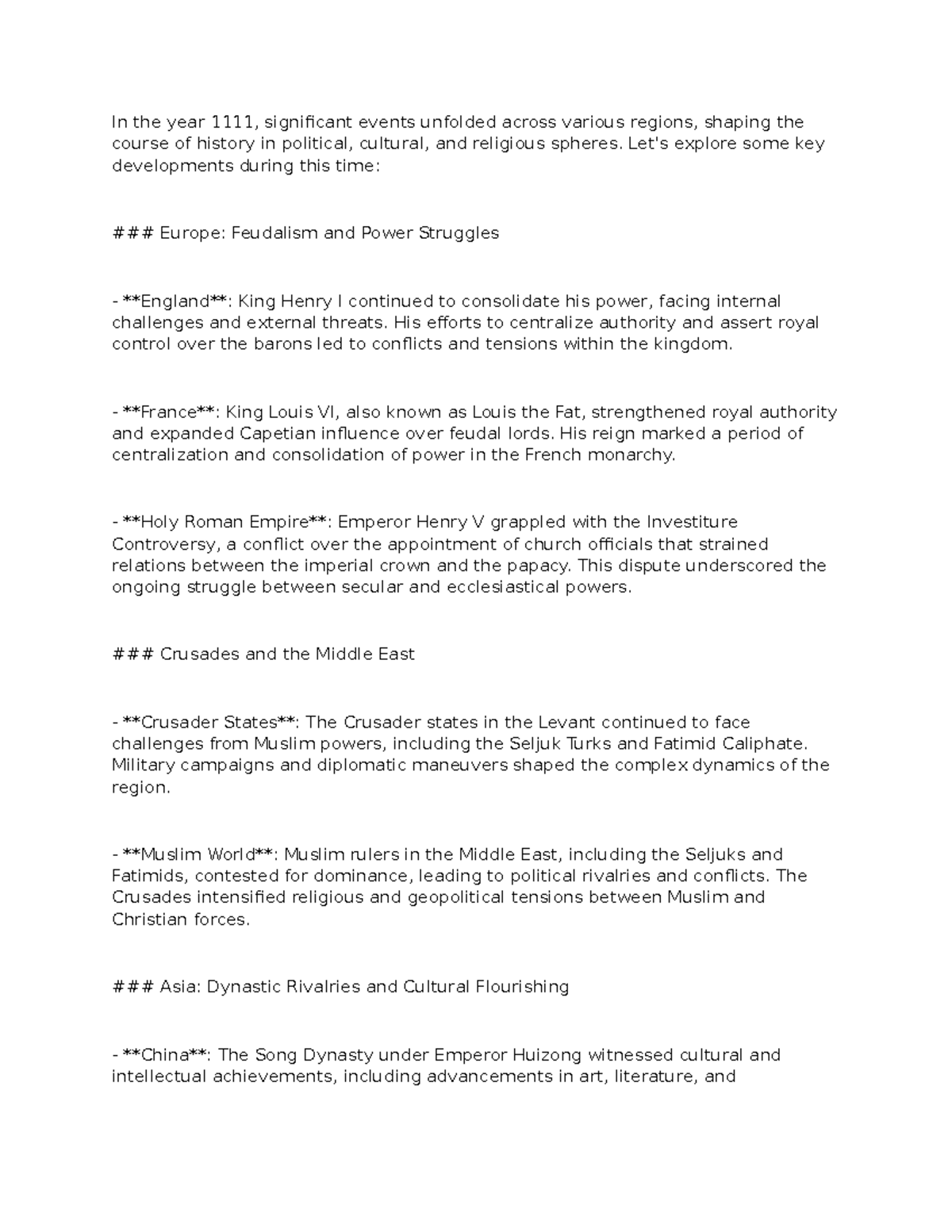 1111 essay - In the year 1111, significant events unfolded across ...