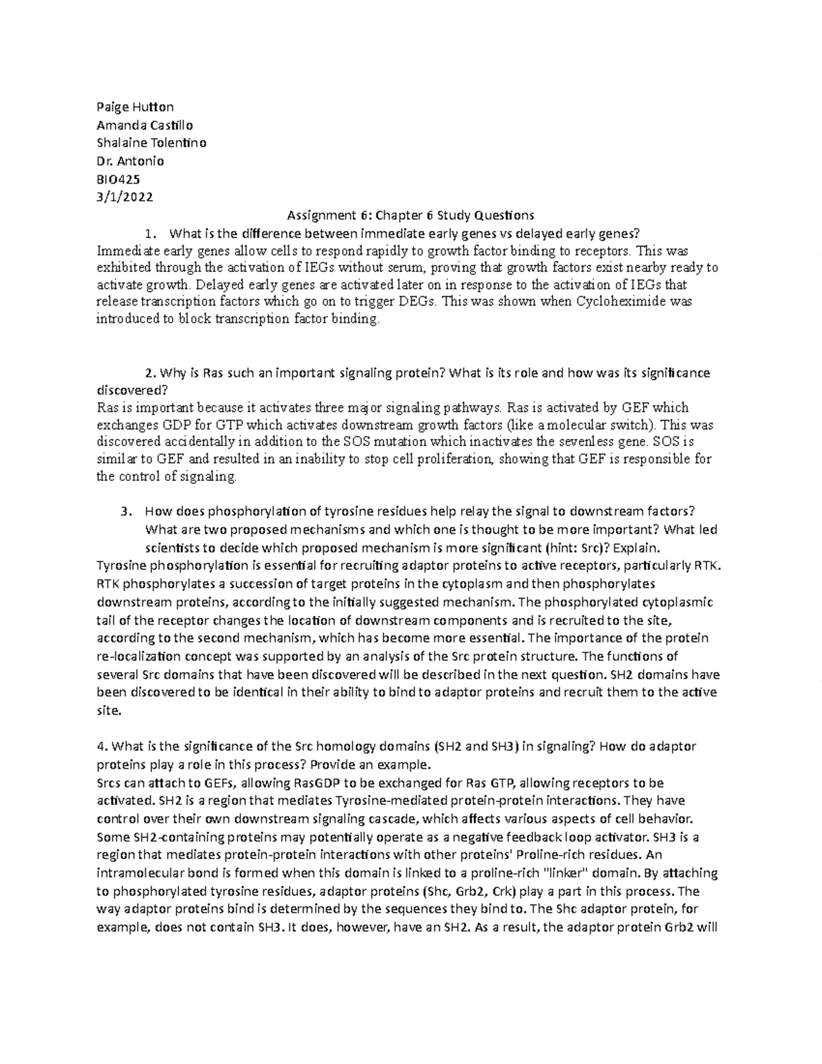 BIO425 Assignment 6 - Paige Hutton Amanda Castillo Shalaine Tolentino ...