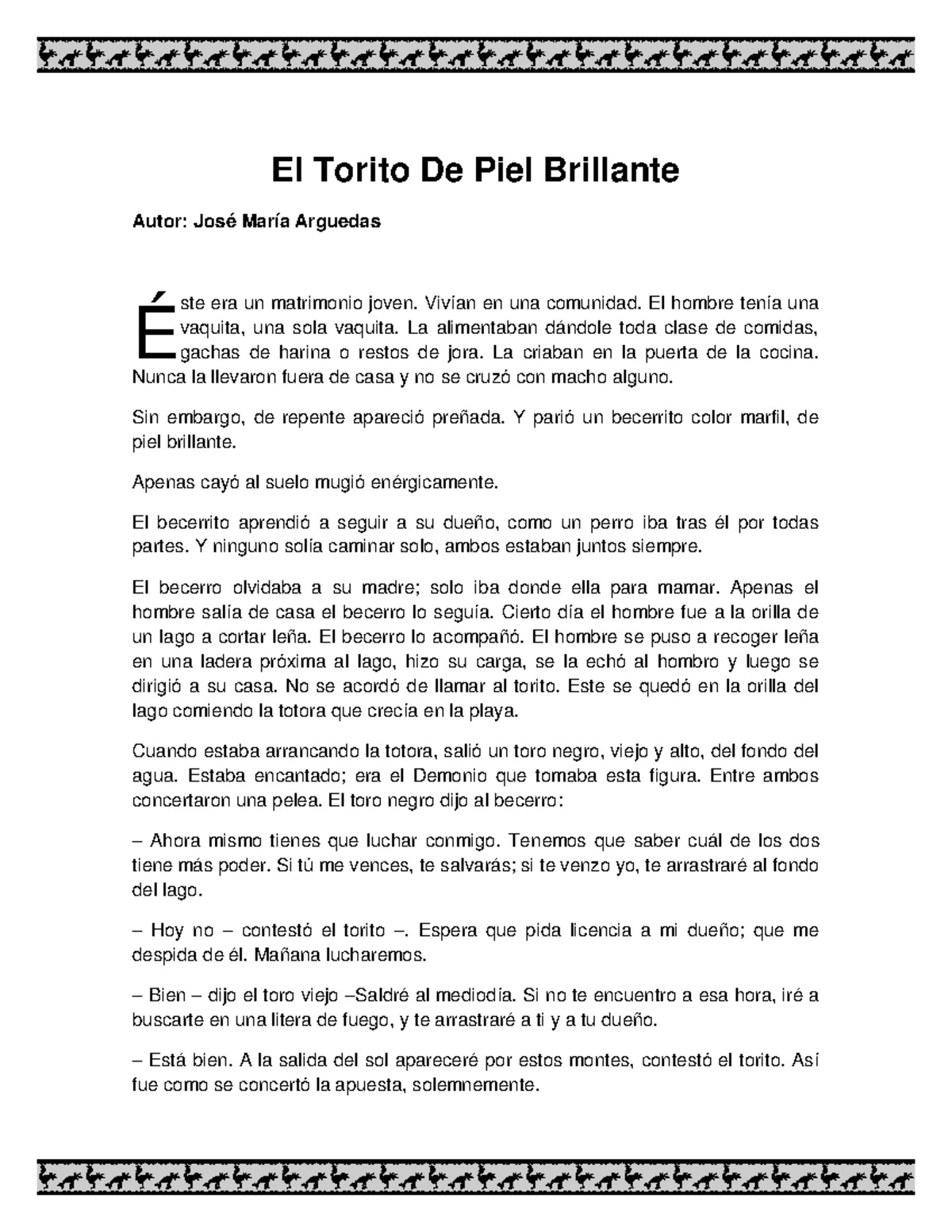 El torito de piel brillante - El Torito De Piel Brillante Autor: José ...