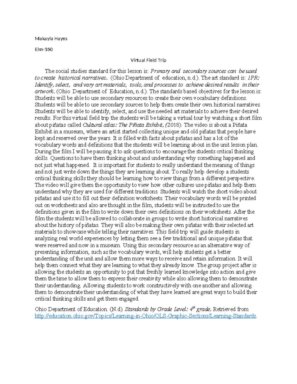 virtual field trip - Makayla Hayes Elm- Virtual Field Trip The social ...