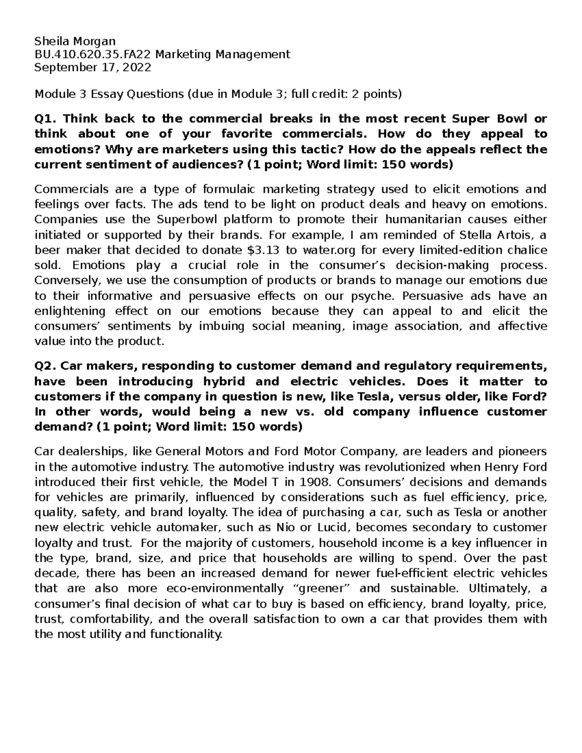 M4 marketing - M4 Assignment - Sheila Morgan BU.410.620.35 Marketing ...