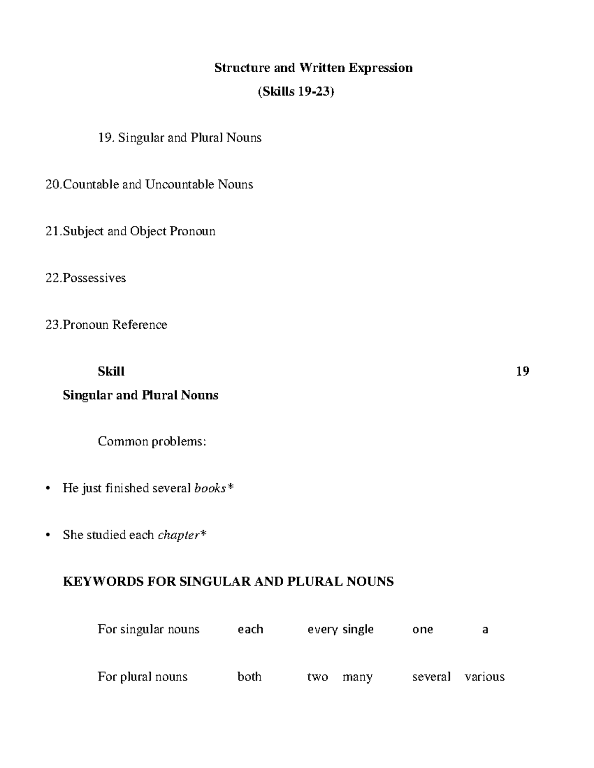 Structure and Written Expression 19-23 - Structure and Written ...