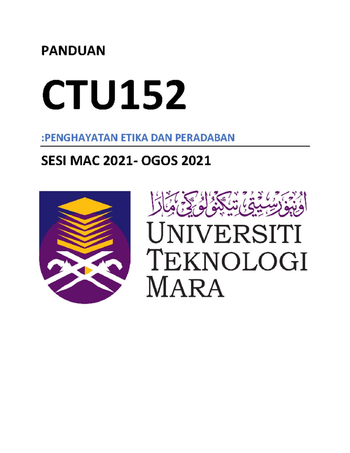 Pengenalan Kursus-CTU152 lecture note - PANDUAN CTU :PENGHAYATAN ETIKA ...
