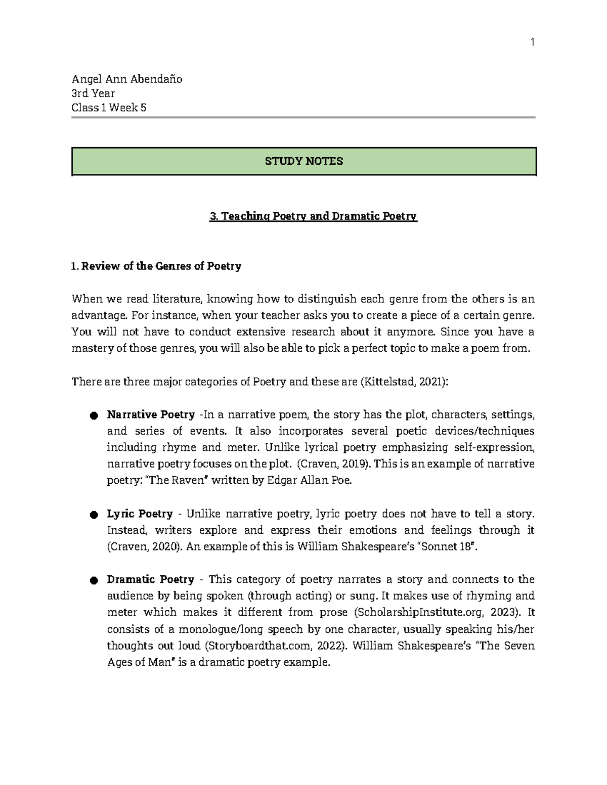 Class 1 WEEK 5 Second Sem - Angel Ann Abendaño 3rd Year Class 1 Week 5 ...