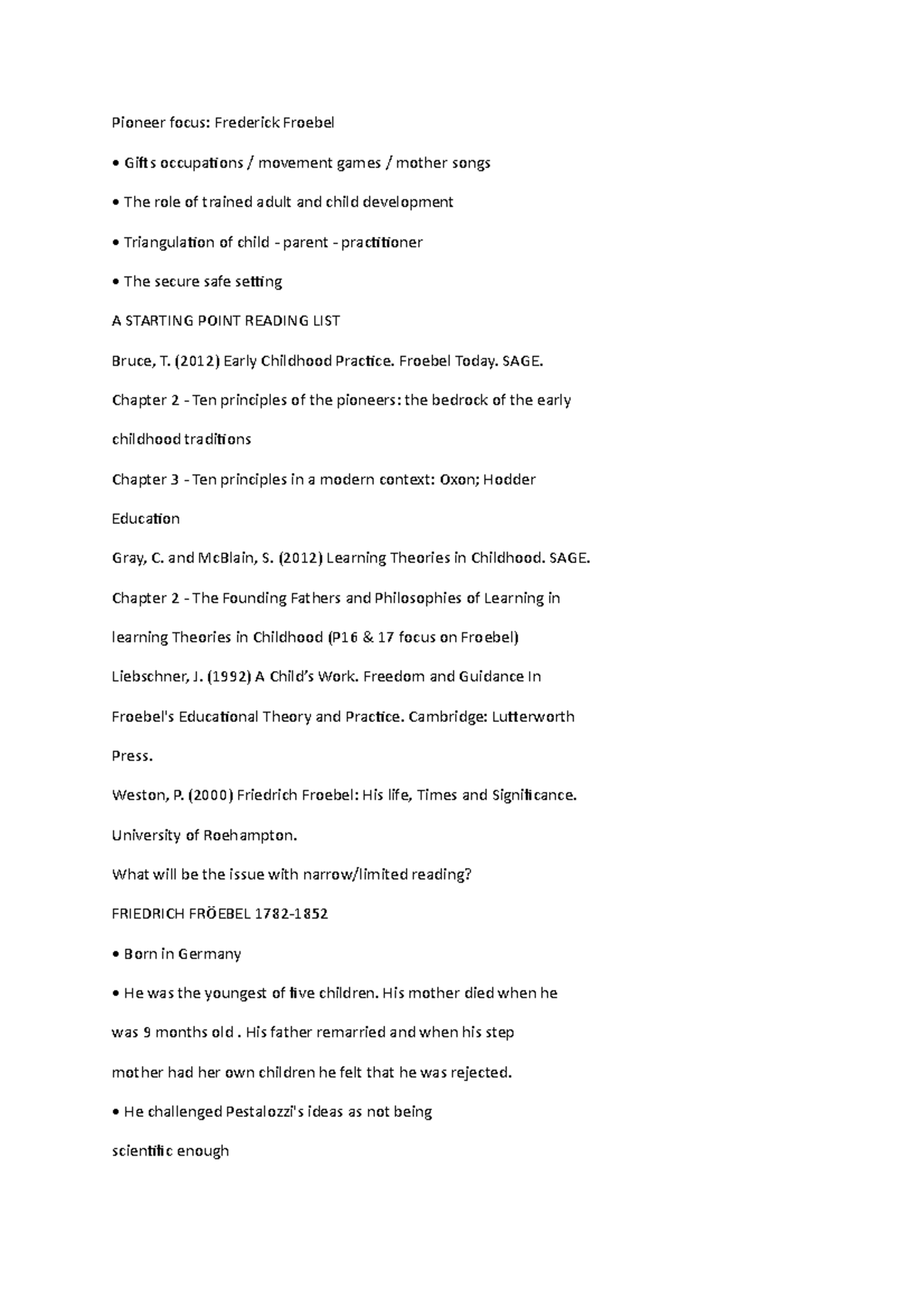 Frederick Froebel - Pioneer focus: Frederick Froebel Gifts occupations ...