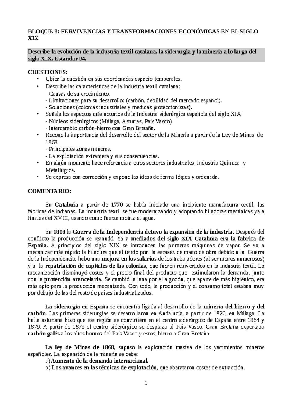 Estc3a1ndares-bloque-08 - BLOQUE 8: PERVIVENCIAS Y TRANSFORMACIONES ECONÓMICAS EN EL SIGLO XIX ...