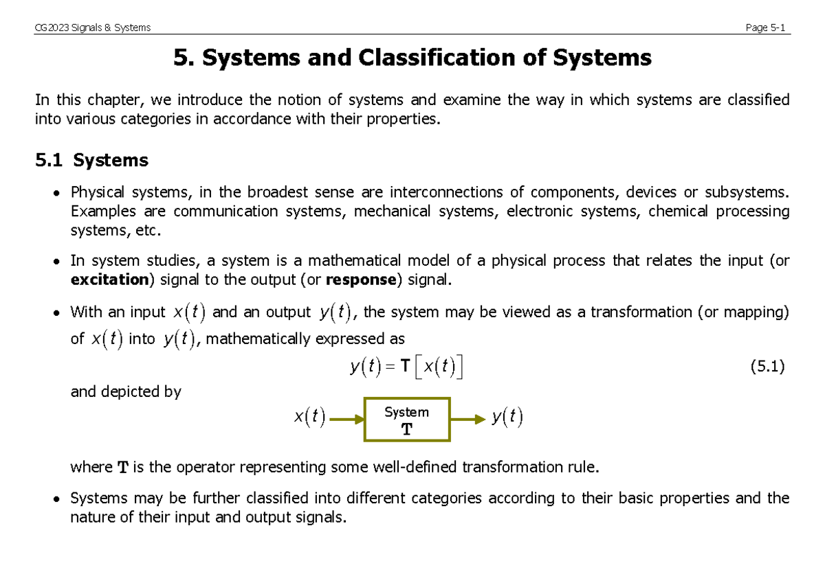L5 - Systems and Classification of Systems - 5. Systems and ...