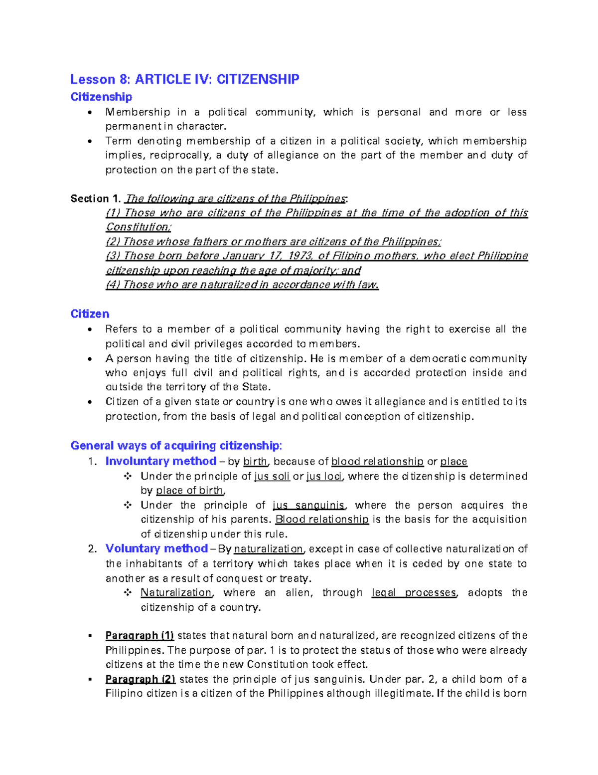 Lesson-8-10 - Politics governance and citizenship reviewer Lessons ...
