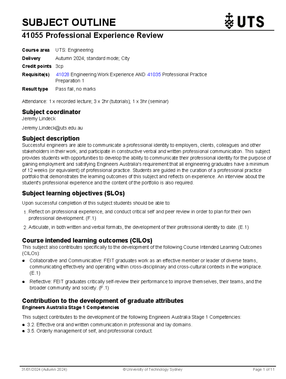 PDFs-9 - Subject outline - SUBJECT OUTLINE 41055 Professional ...