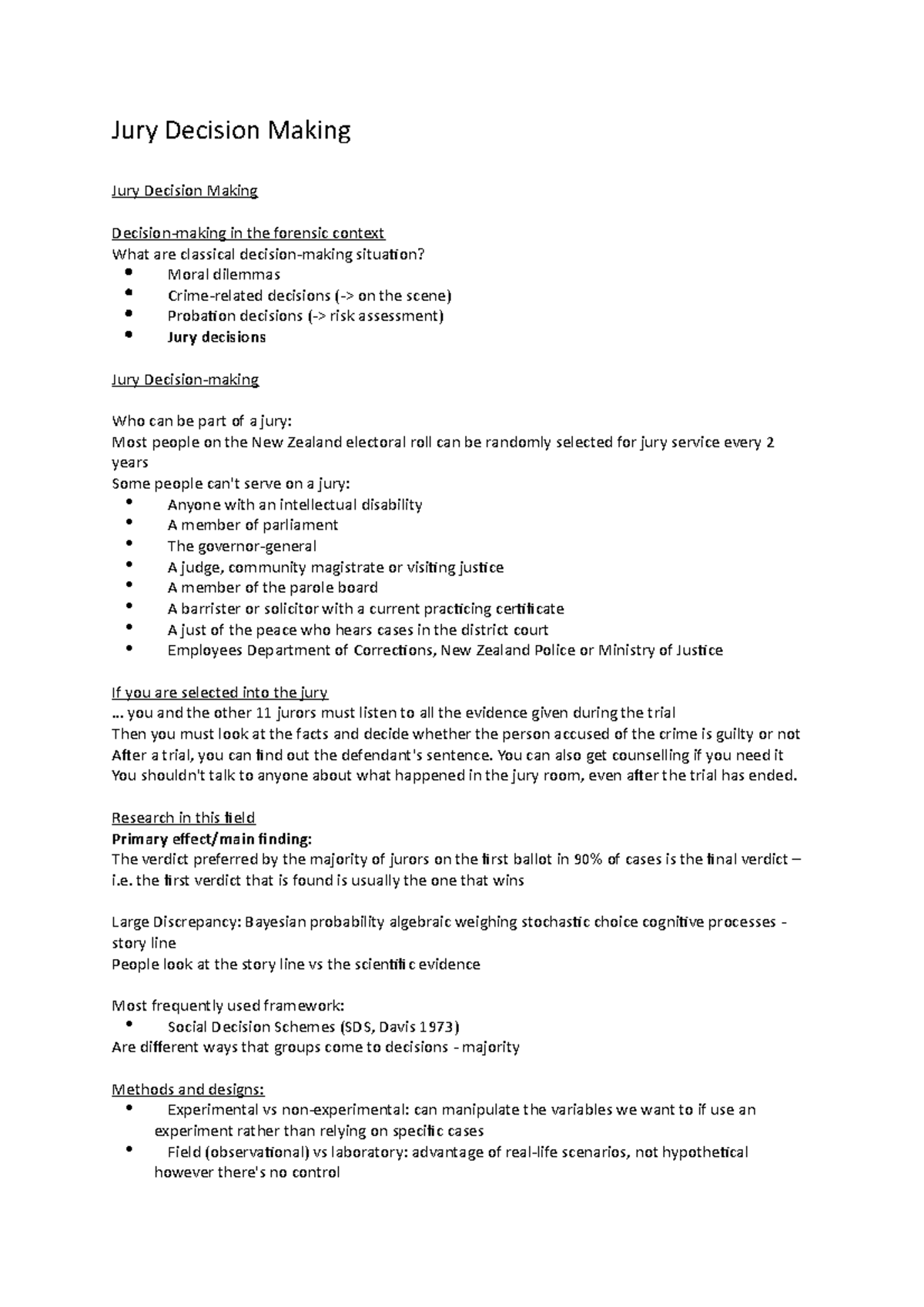 5. Jury Decision Making - test notes - Jury Decision Making Jury ...