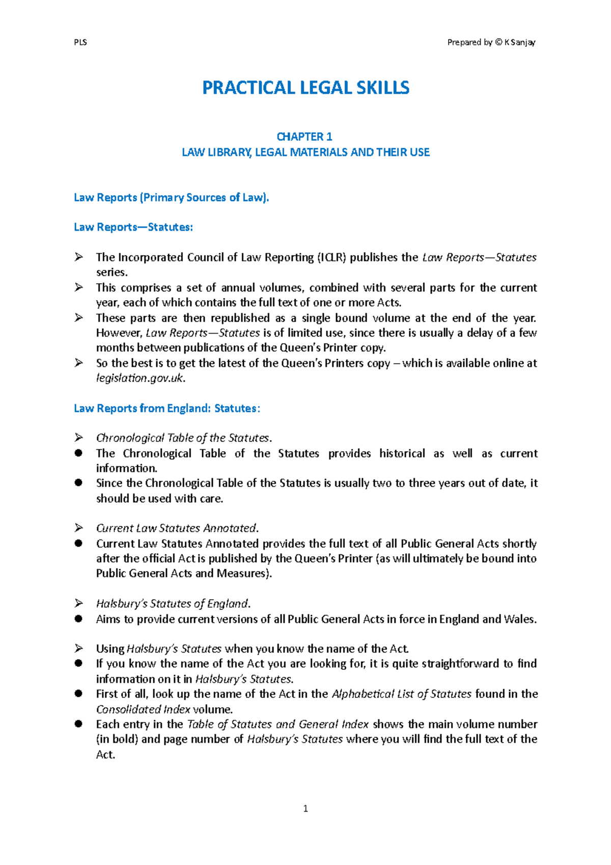 Practical Legal Skills ( Chapter 1 - Lecture + Tutorials) - PRACTICAL ...