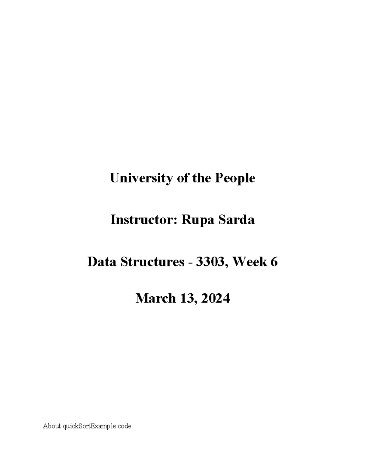 written assignment-6 - University of the People Instructor: Rupa Sarda Data Structures - 3303 ...