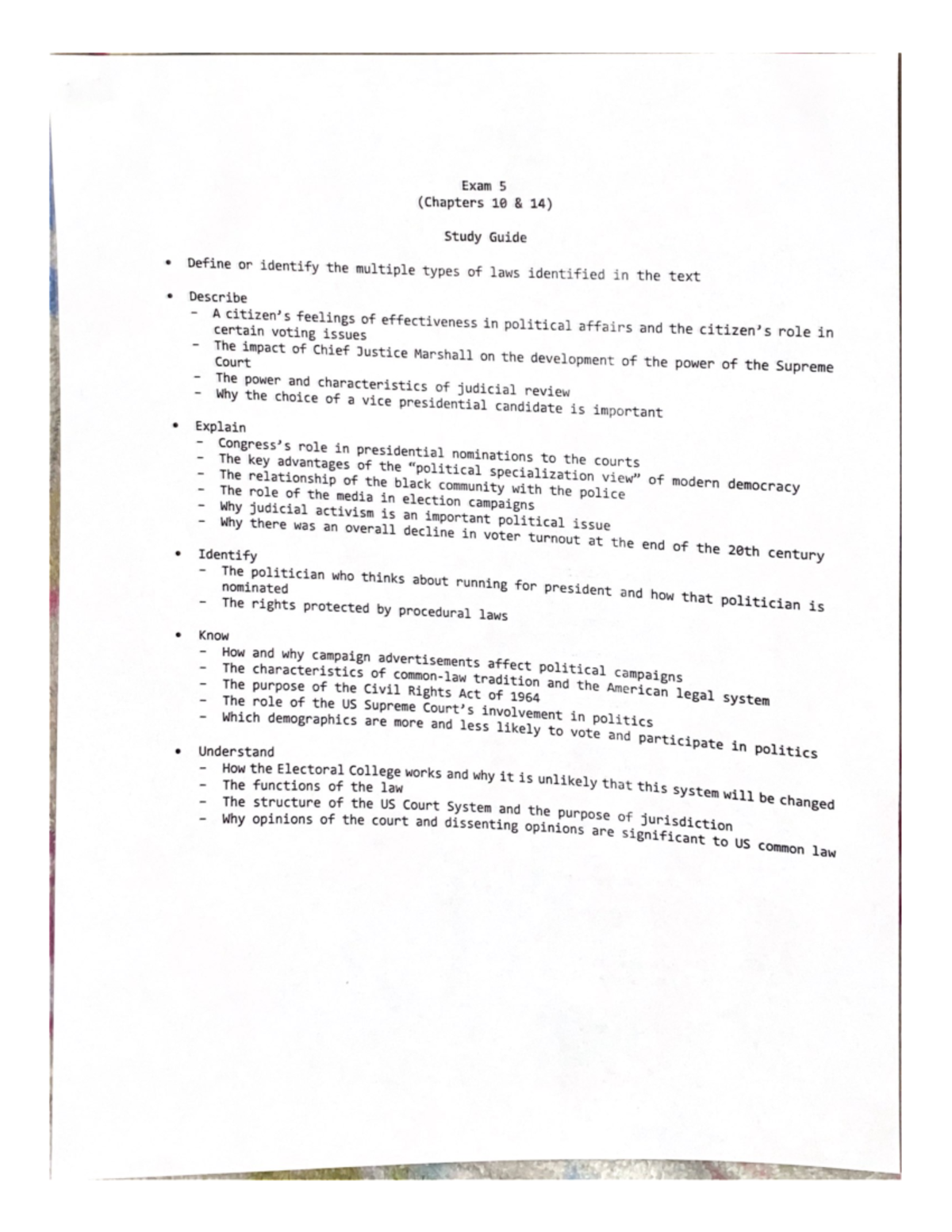 Exam 5 Study Guide - POLS 150 - Studocu