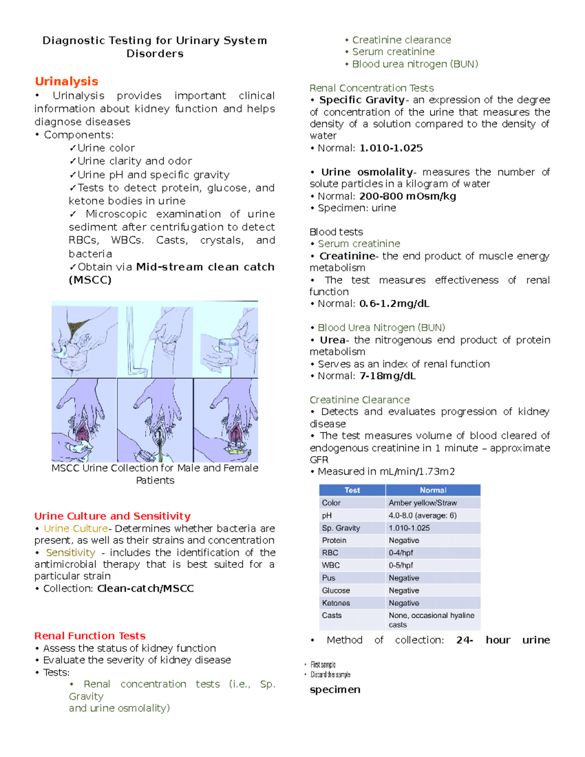 Renal test - Studynotes - Diagnostic Testing for Urinary System ...