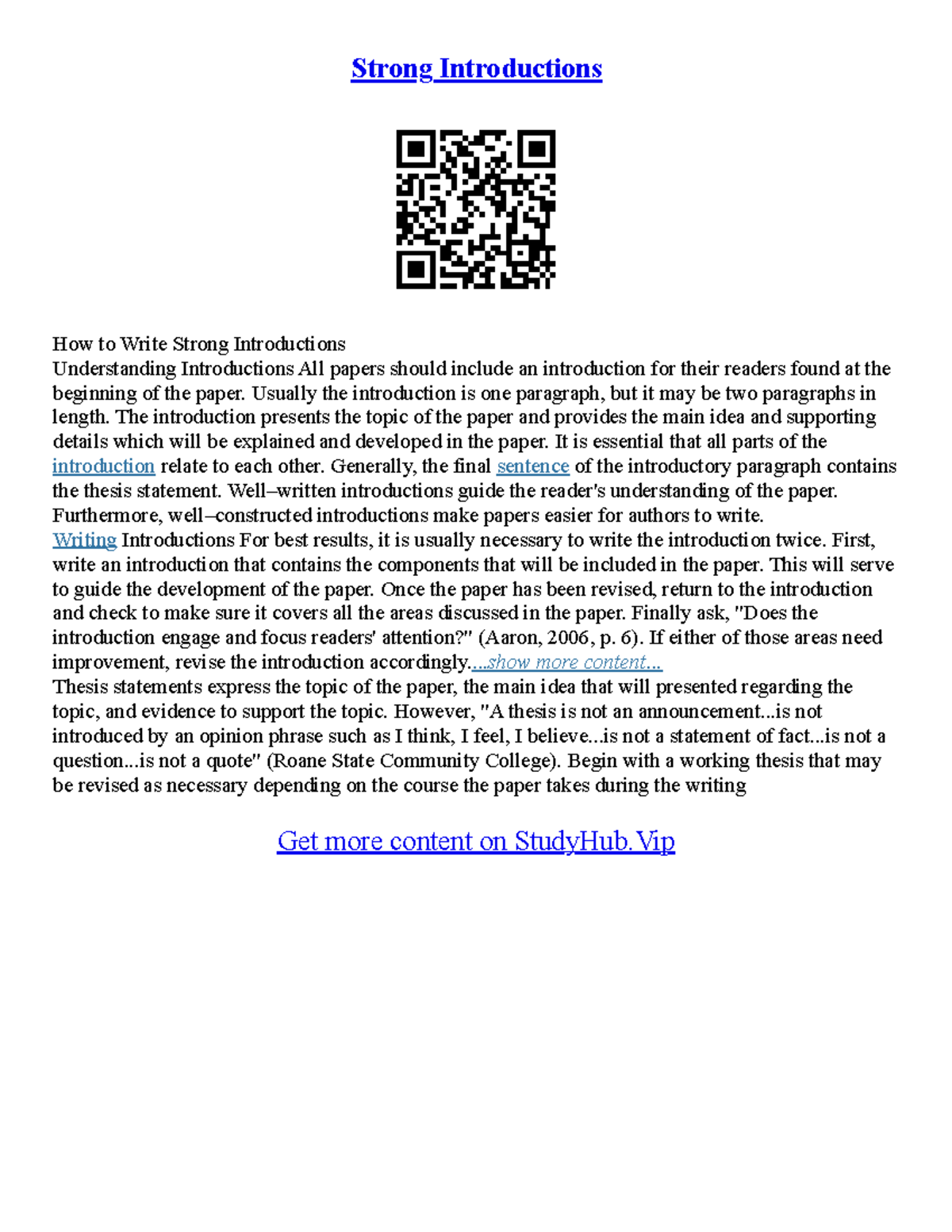 Best Essay Introductions - Strong Introductions How to Write Strong ...