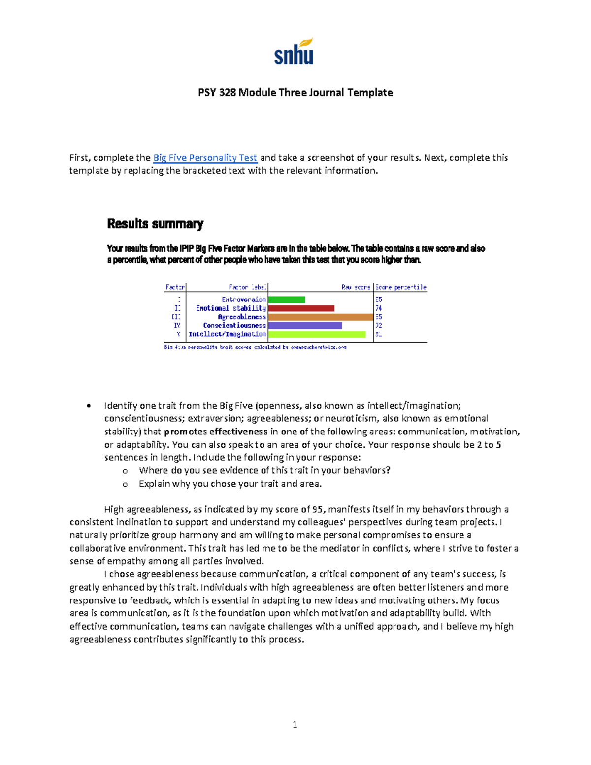 Module Three Journal-PSY328 - 1 PSY 328 Module Three Journal Template ...