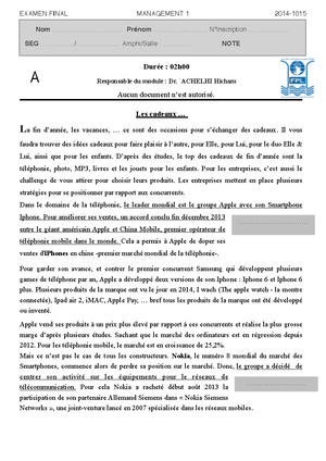 TD 1 Micro 2022.2023 Corrigé - TD microéconomie : Série I Exercice 1 : ...