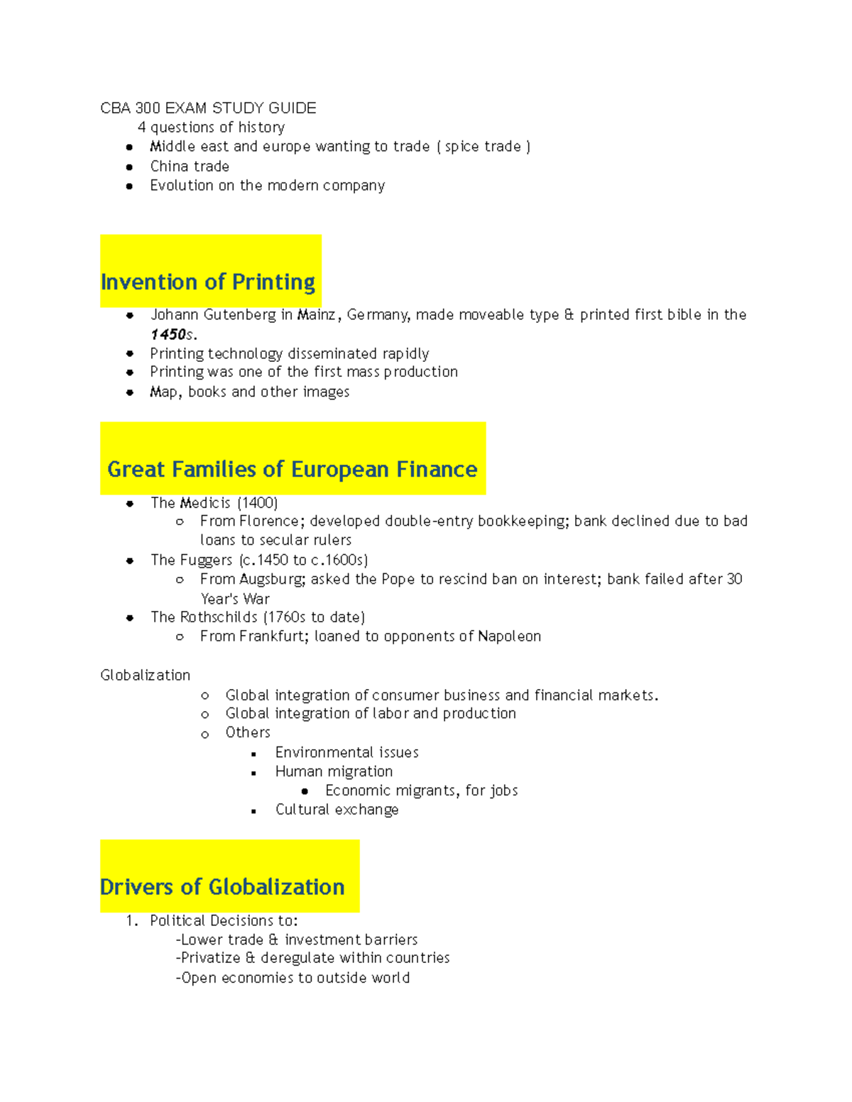 CBA 300 EXAM Study Guide - CBA 300 EXAM STUDY GUIDE 4 questions of ...