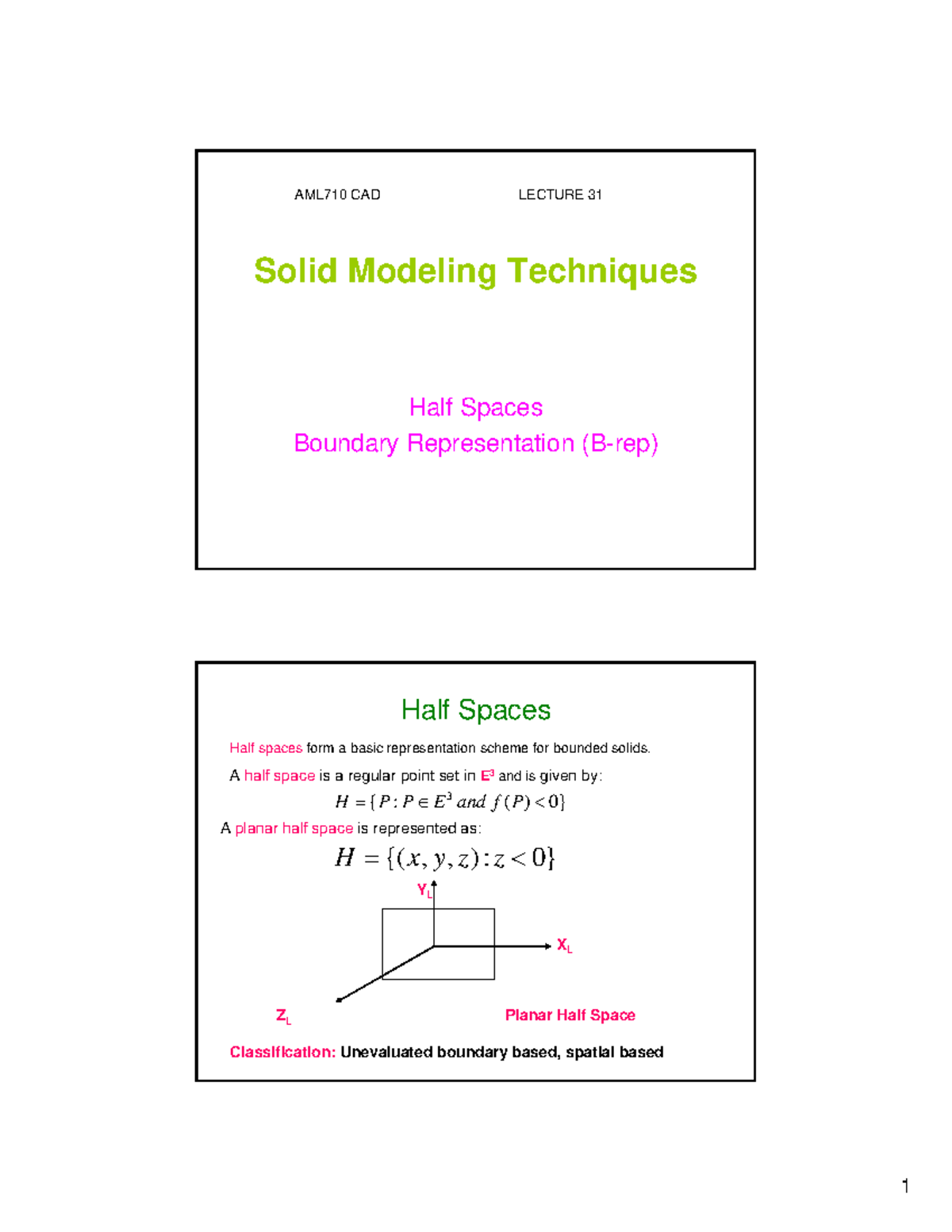 L31 solidmodeling - Lecture notes 1 - Solid Modeling Techniques Half ...
