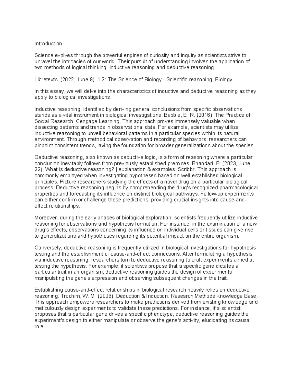 BIOL 1301 discussion forum unit 1 - Introduction Science evolves ...