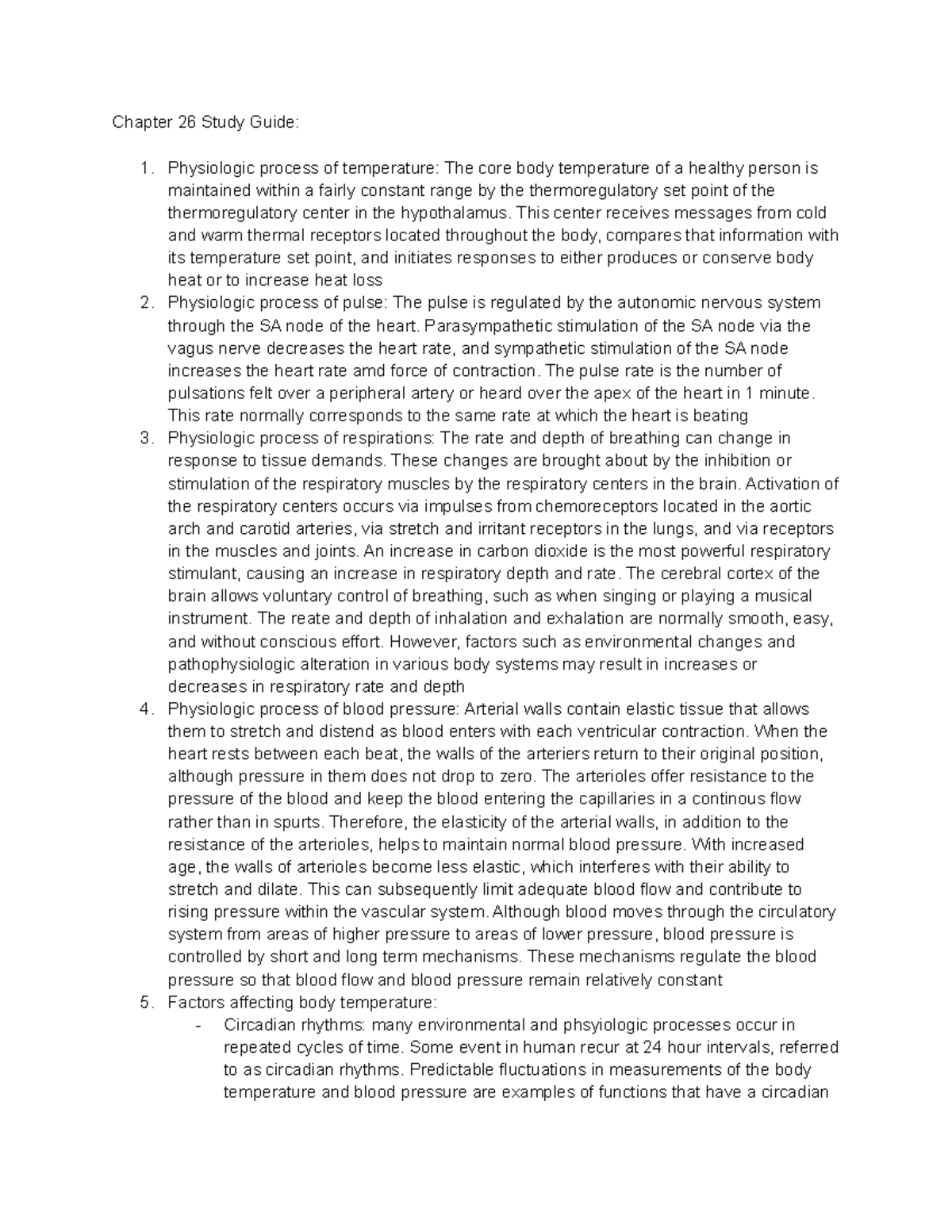 Concepts Study Guide - law - Chapter 26 Study Guide: Physiologic ...