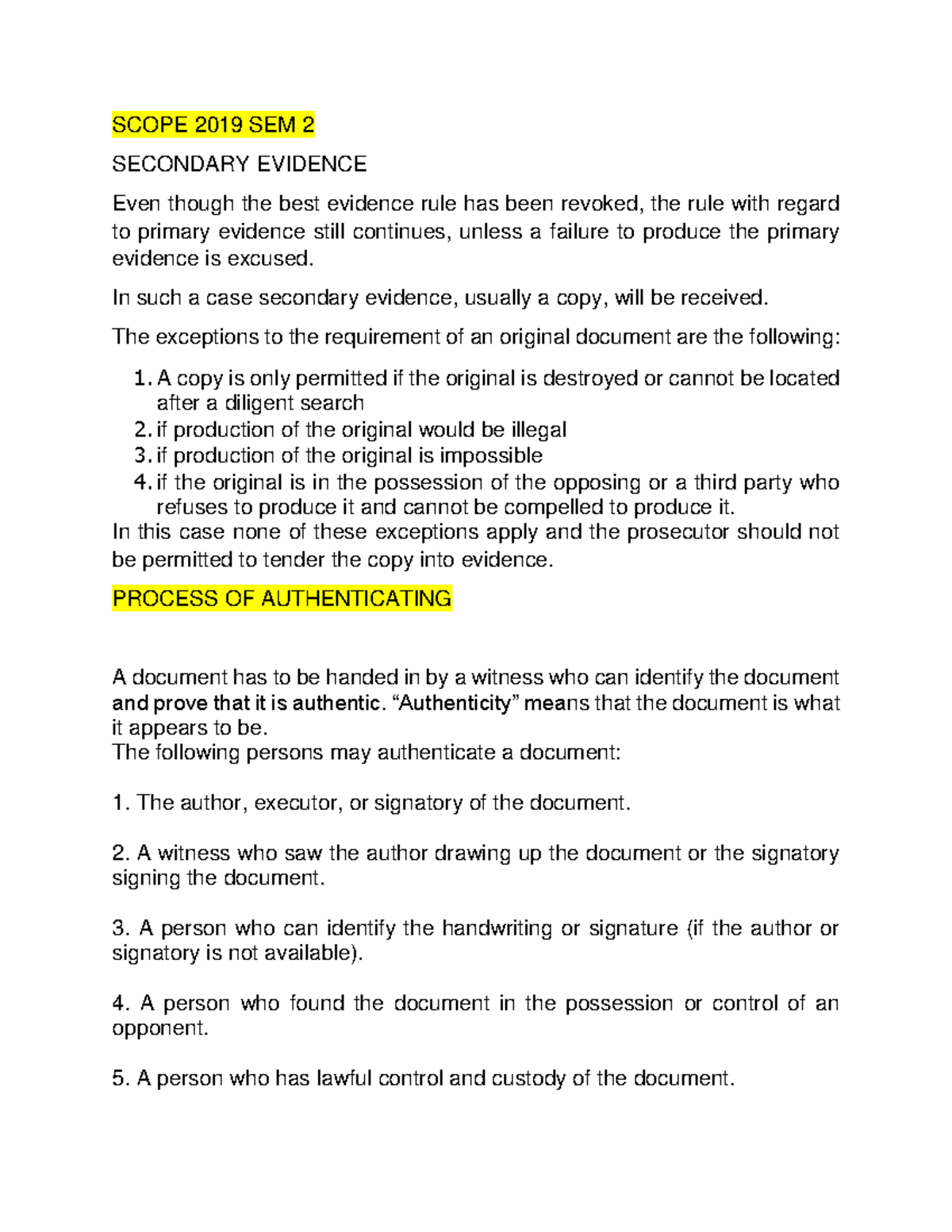 Study Scope LEV3701 - SCOPE 2019 SEM 2 SECONDARY EVIDENCE Even though ...