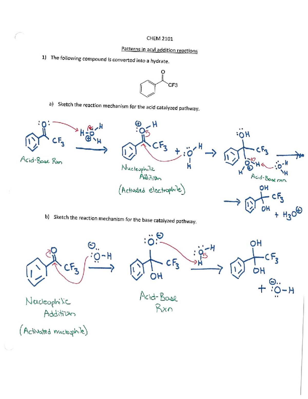 Chem 2101 - Activity - Chapter 7 - Lecture 14 - Patterns in acyl ...