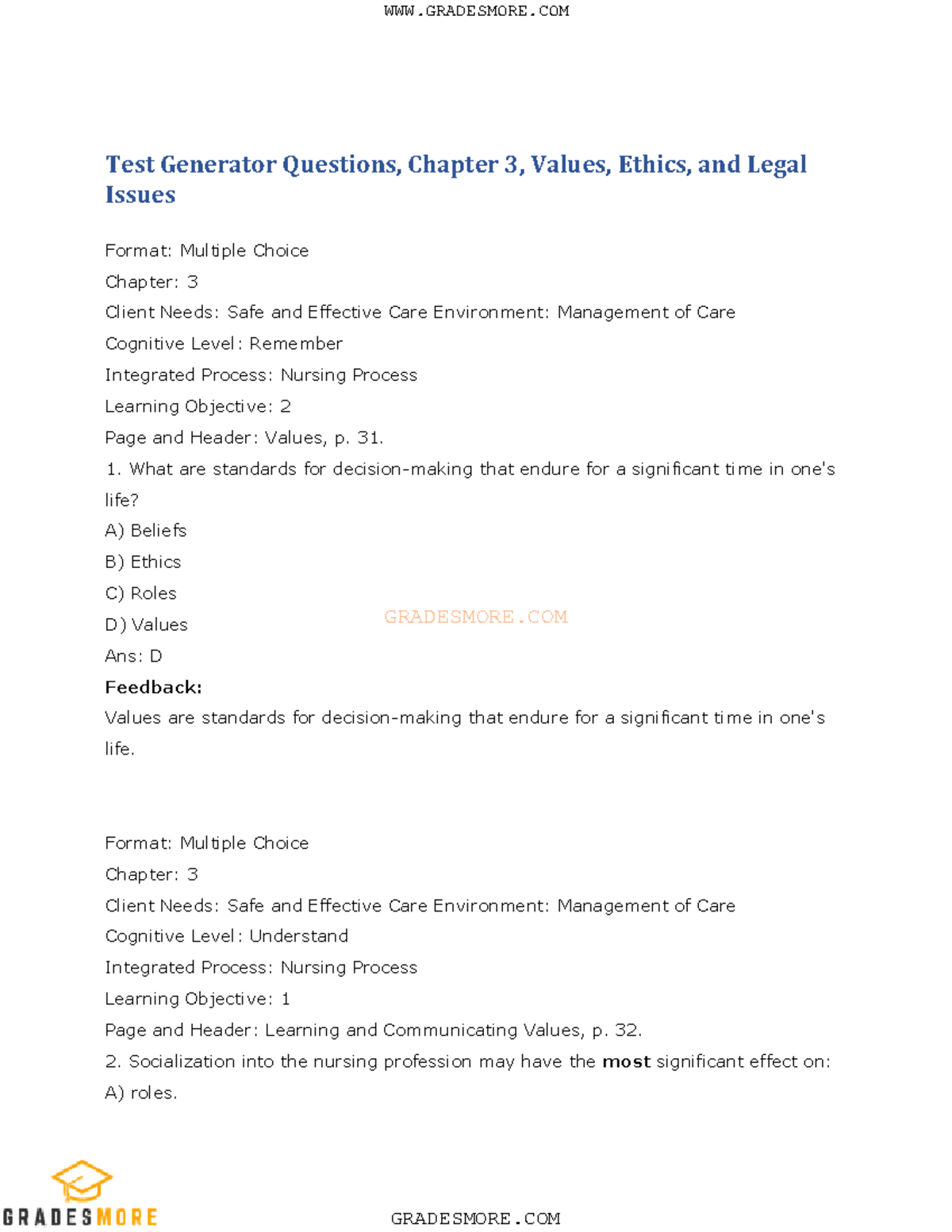 TG Chapter 03 - ch.3 - G R A D E S M O R E. C O M Test Generator ...