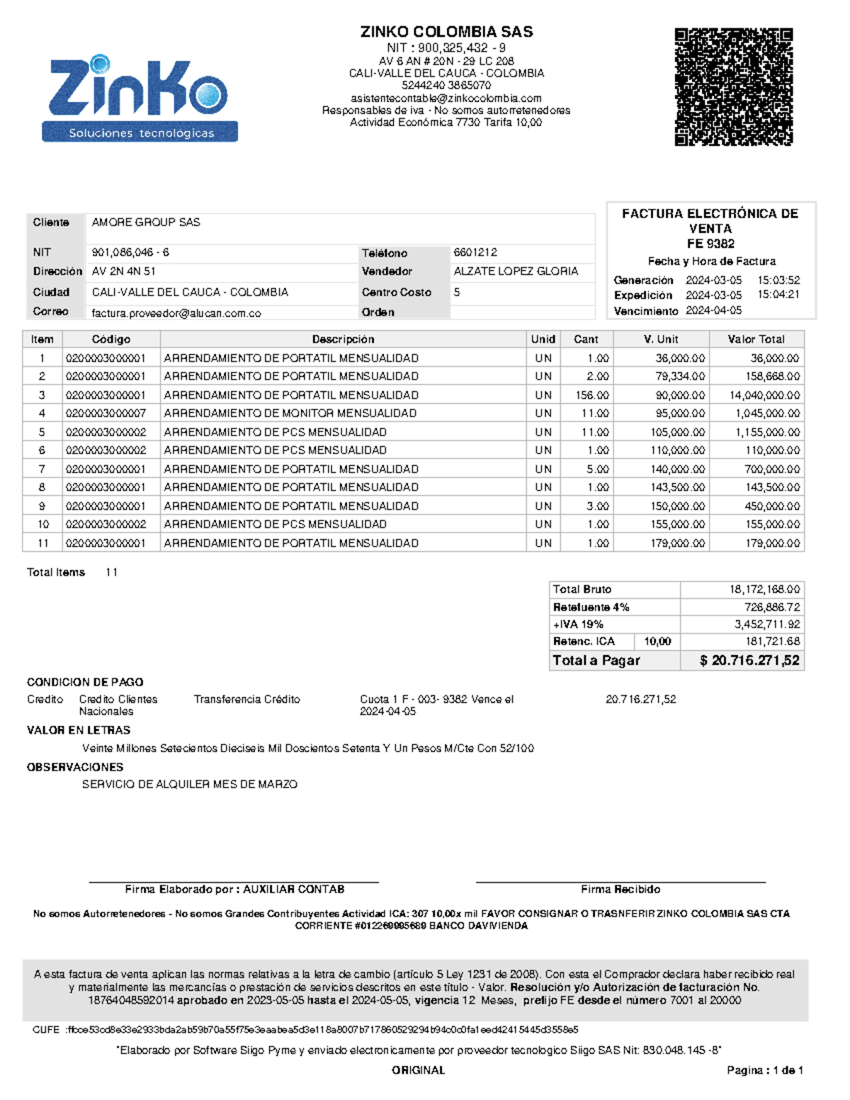 F00300000009382000 0 - dsadsadsa - Item Código Descripción Unid Cant V ...