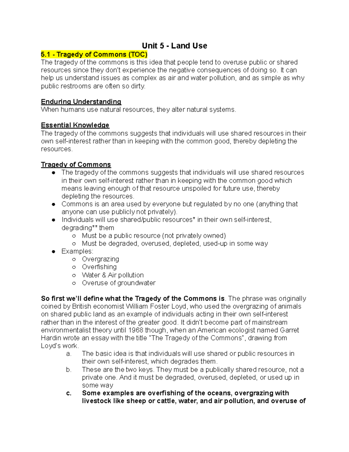 Unit 5 - This is notes for environmental science for unit 5 part 1 ...
