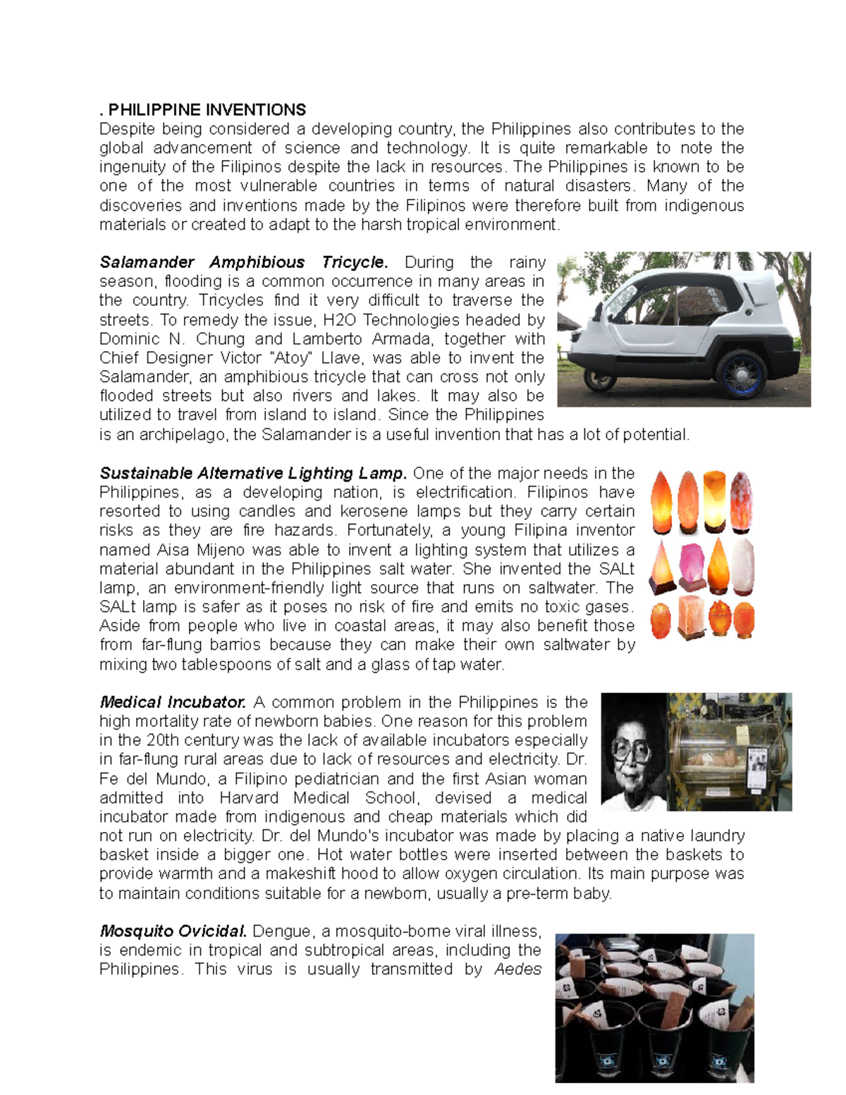 Philippine Inventions - . PHILIPPINE INVENTIONS Despite being ...