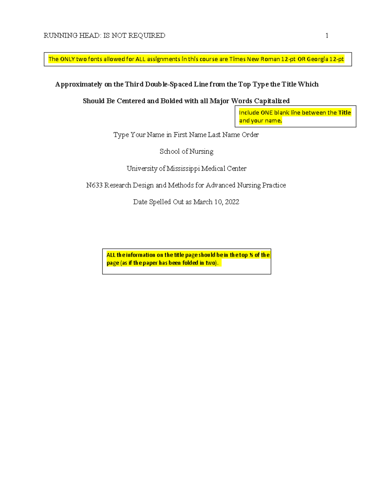 N633 APA Paper example with subheads part1 - RUNNING HEAD: IS NOT ...