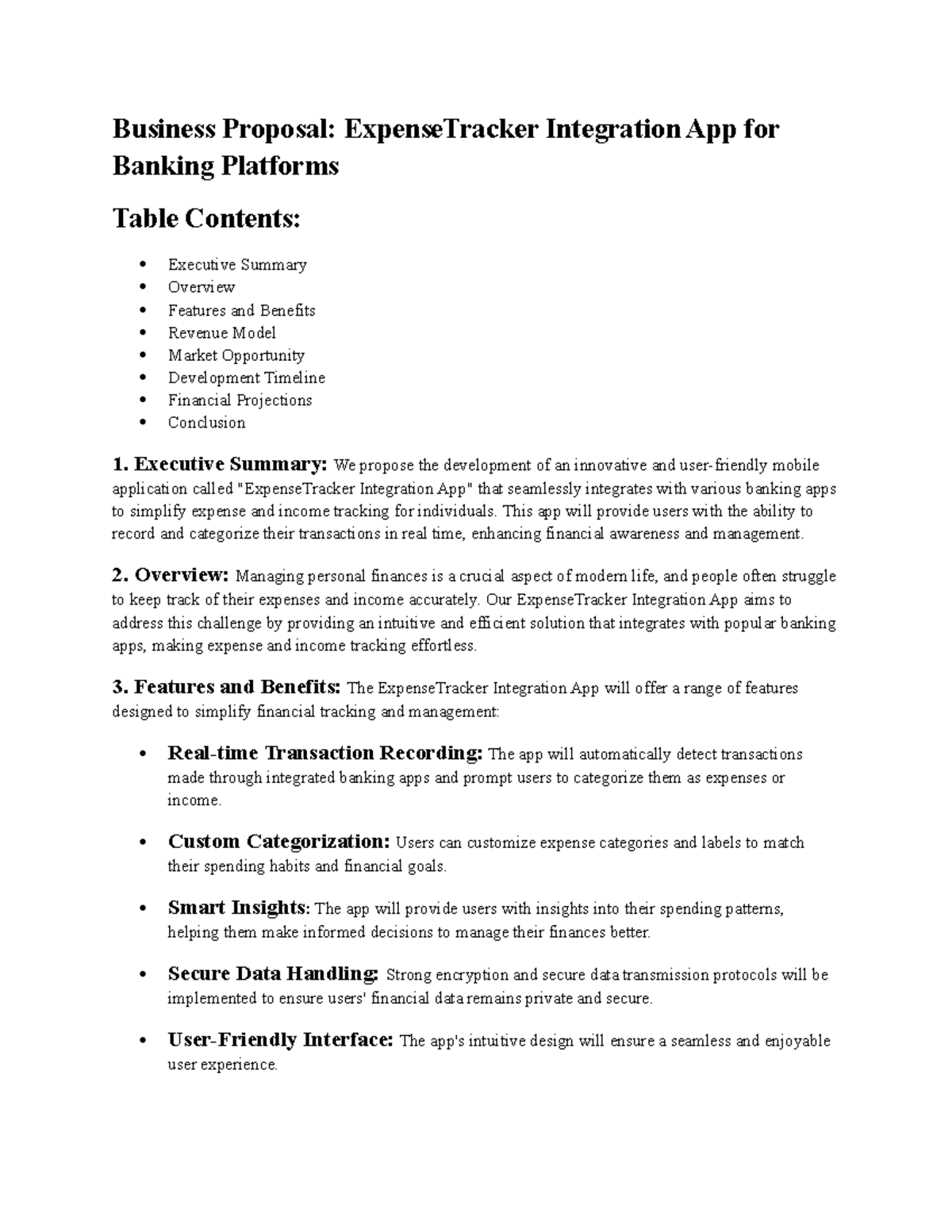 Entrepre - Business Proposal: ExpenseTracker Integration App for ...