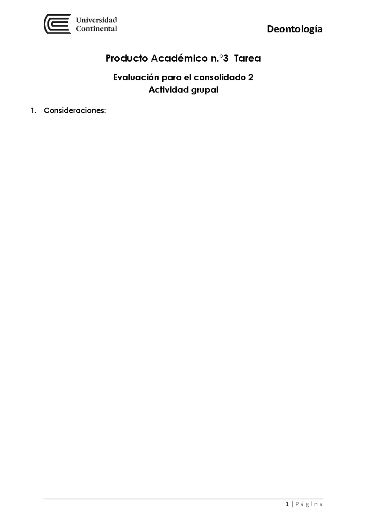 Producto académico 3 - Rubrica - Producto Académico n.°3 Tarea Evaluación para el consolidado 2 ...
