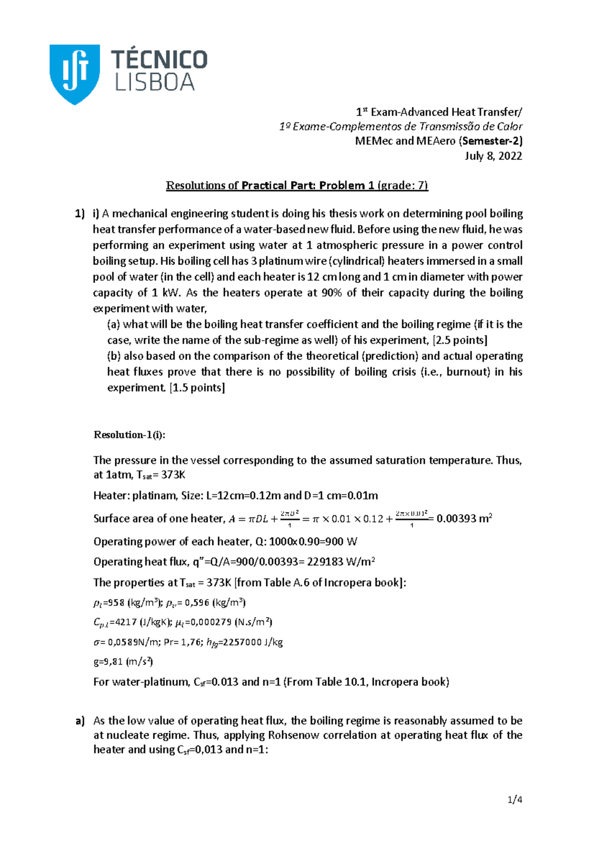 1 Exame CTC 2021 22-Prob1-Resolutions - 1 st Exam-Advanced Heat ...