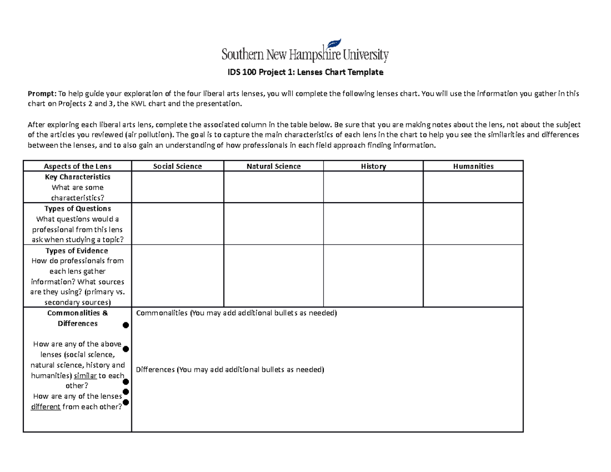 IDS 100 Lenses Chart Template - IDS 100 Project 1: Lenses Chart ...