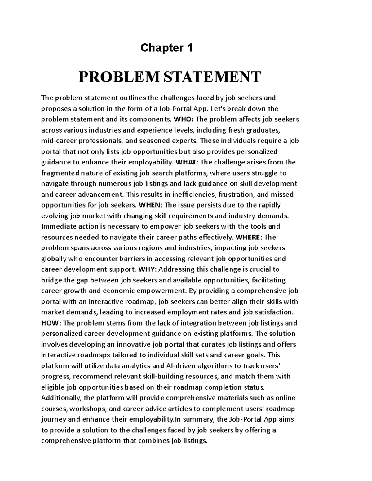 SE Project - Chapter 1 PROBLEM STATEMENT The problem statement outlines the challenges faced by ...
