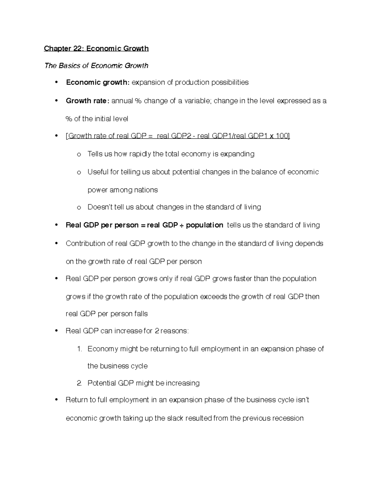 Chapter 22: economic growth - Chapter 22: Economic Growth The Basics of ...