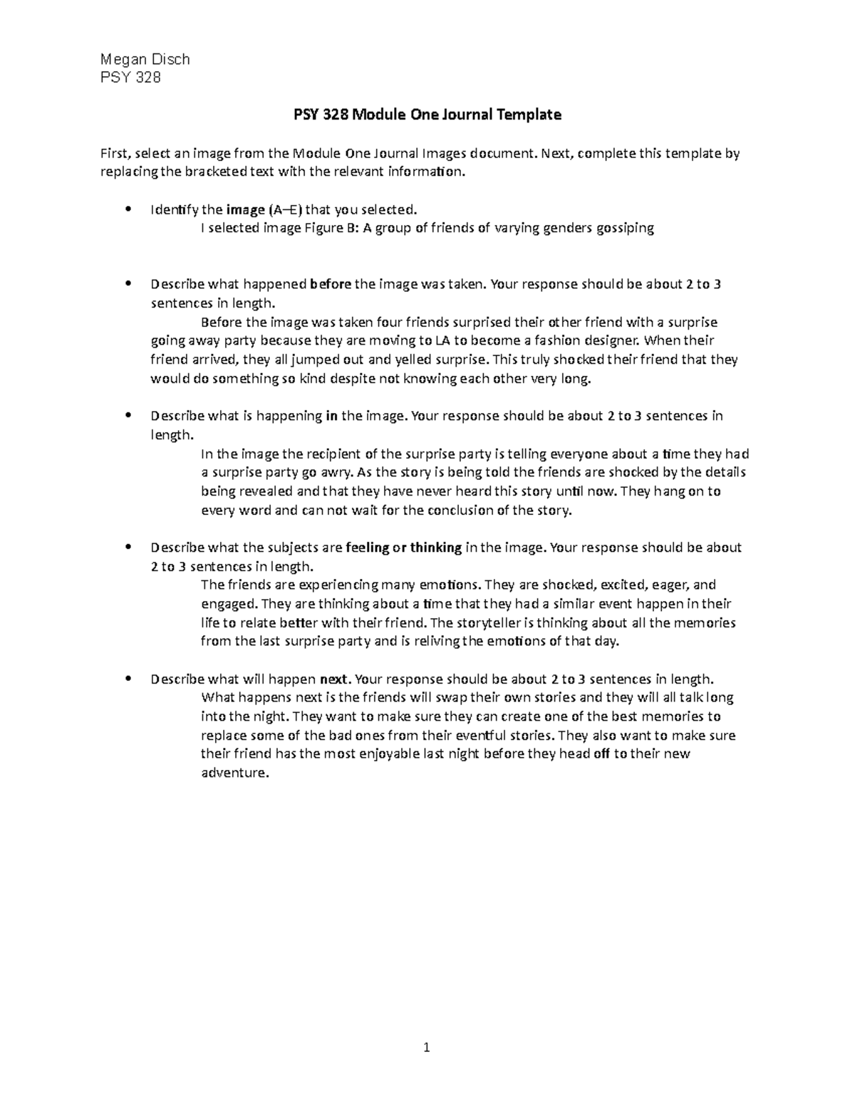 PSY 328 Module One Journal Template - Megan Disch PSY 328 PSY 328 ...