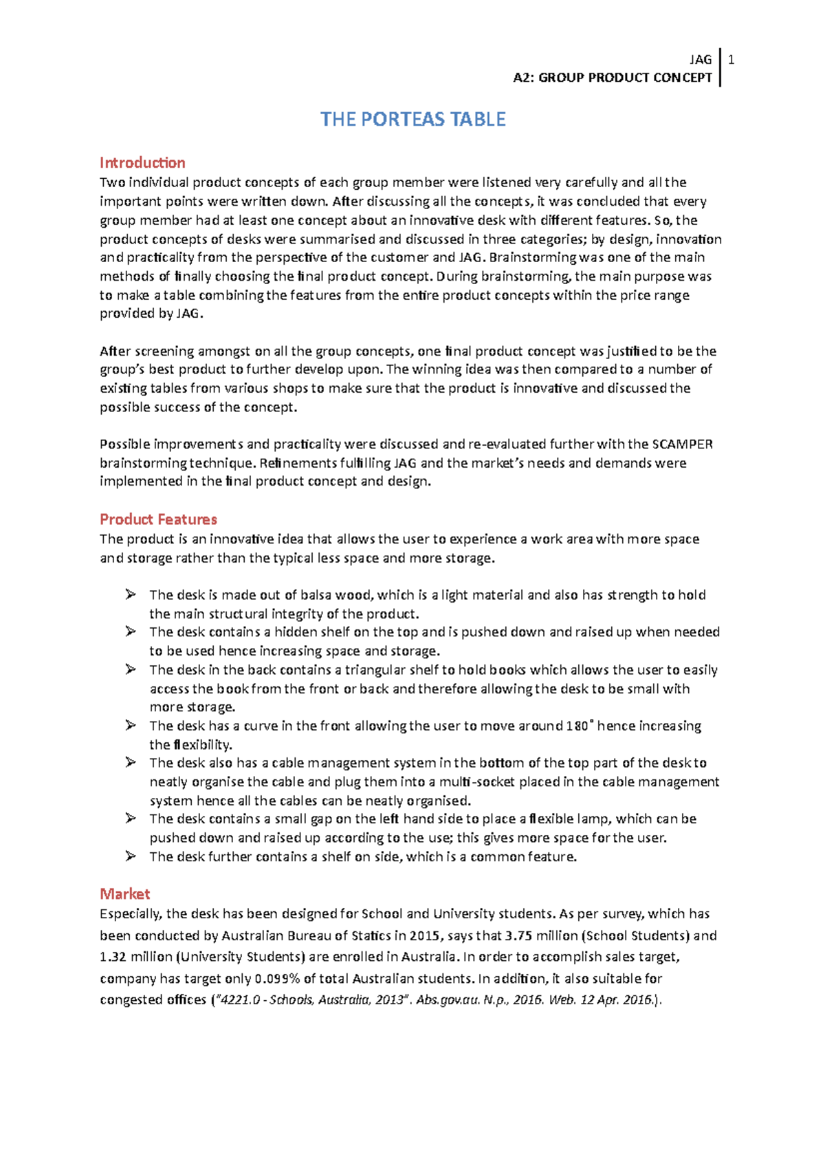 A2 Latest Product Concept Report - JAG 1 A2: GROUP PRODUCT CONCEPT THE ...